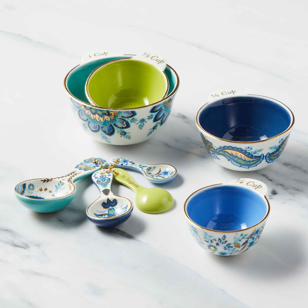 Elegant Measuring Set - Ceramic Measuring Spoons and Nested Measuring Cups
