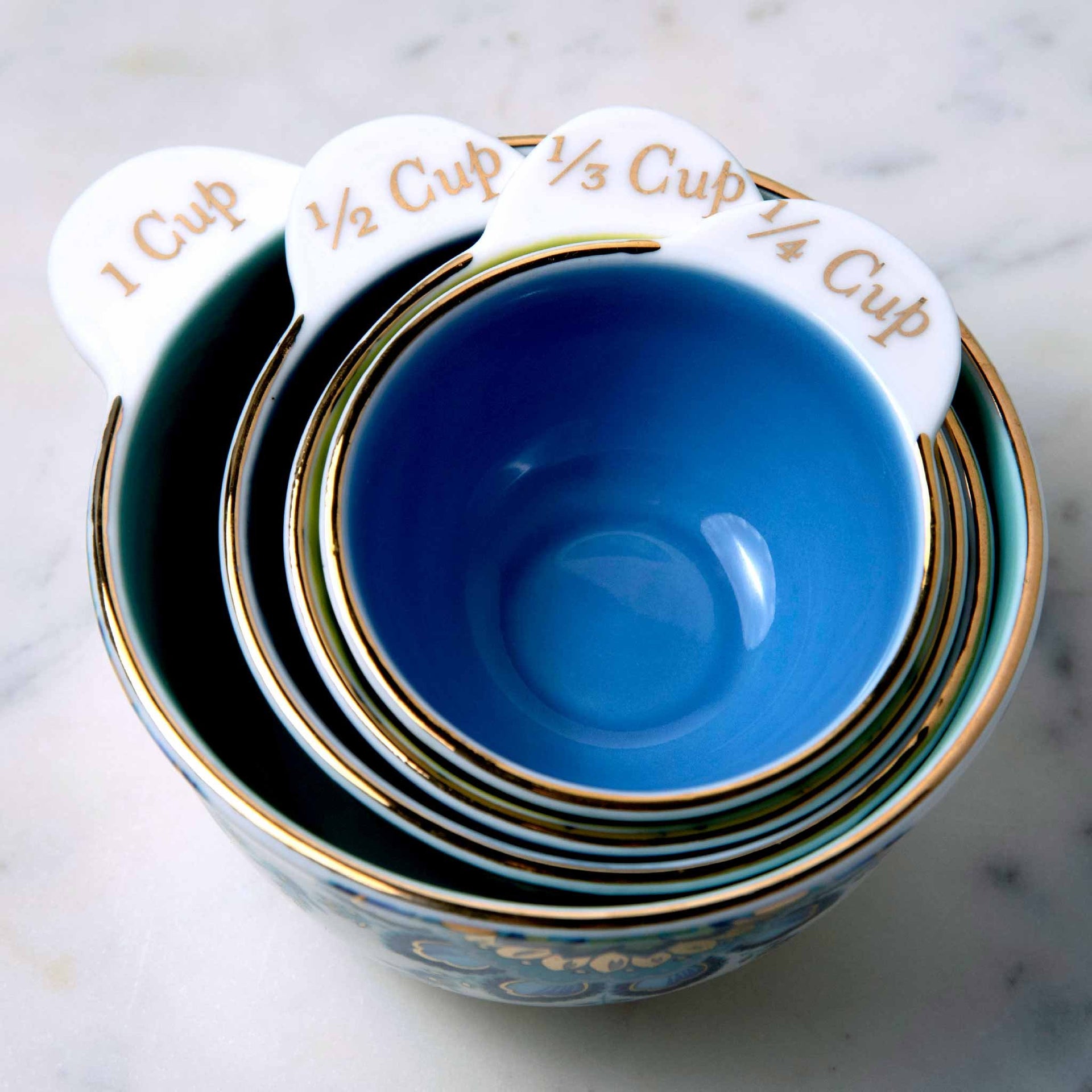 Nested Ceramic Measuring Cups Floral Design Signature Collection